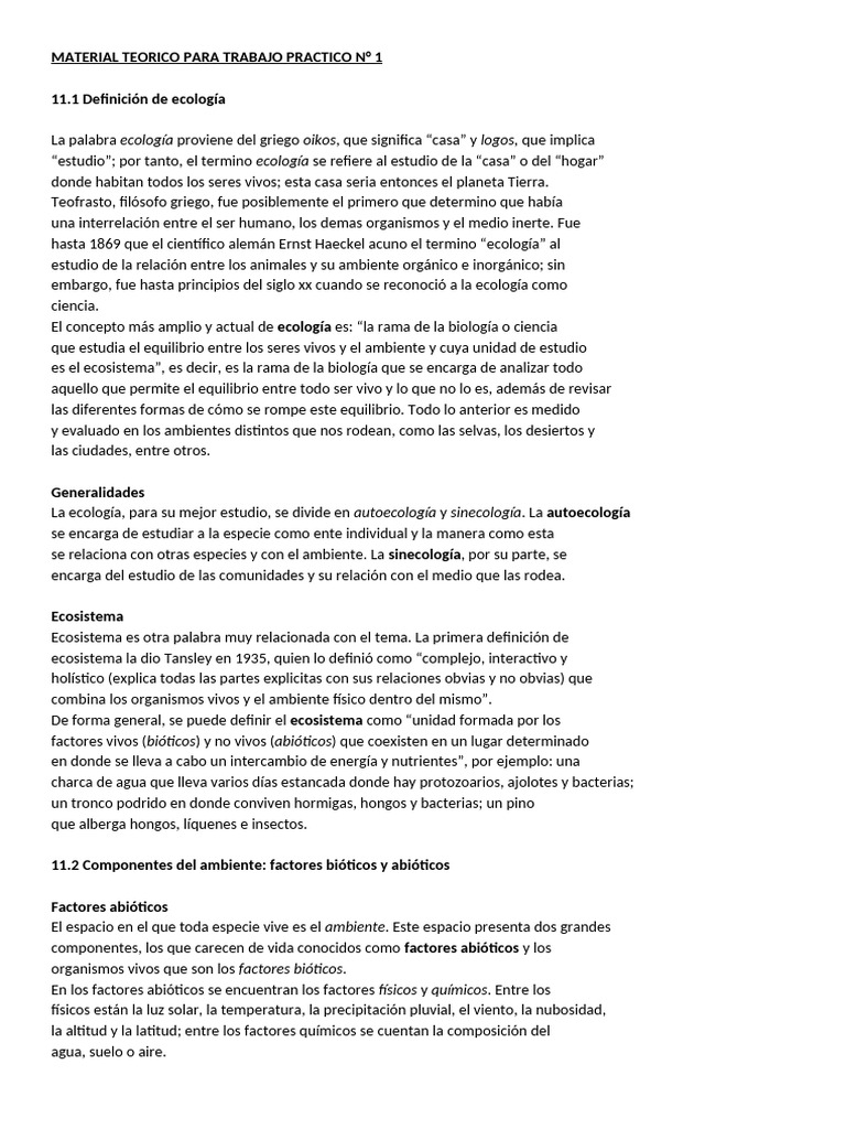 Ecologia - 4to 2da - CN - TP 1y2 | PDF | Ecología | Taxonomía (biología)