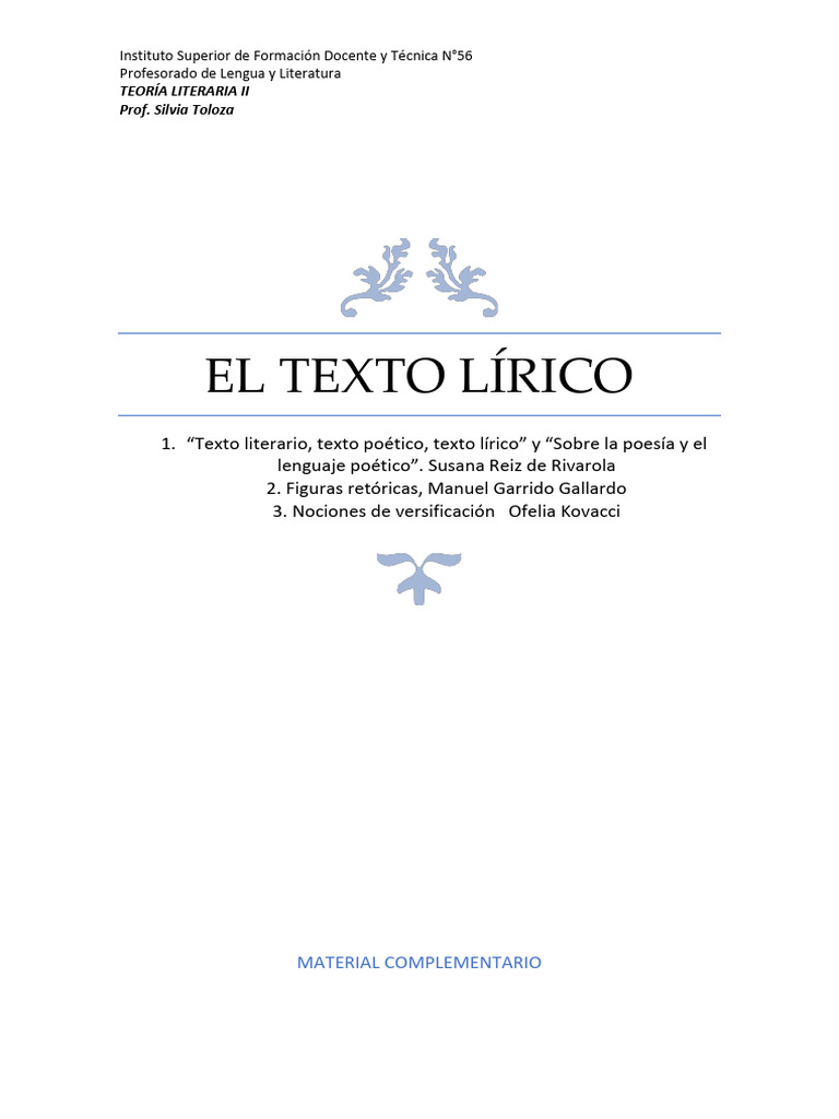 Análisis del Texto Lírico en Literatura | PDF | Poesía | Metro (poesía)