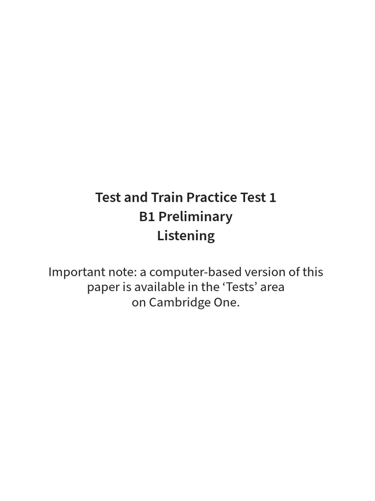 Test and Train Practice Test B1 Preliminary Listening Question Paper ...