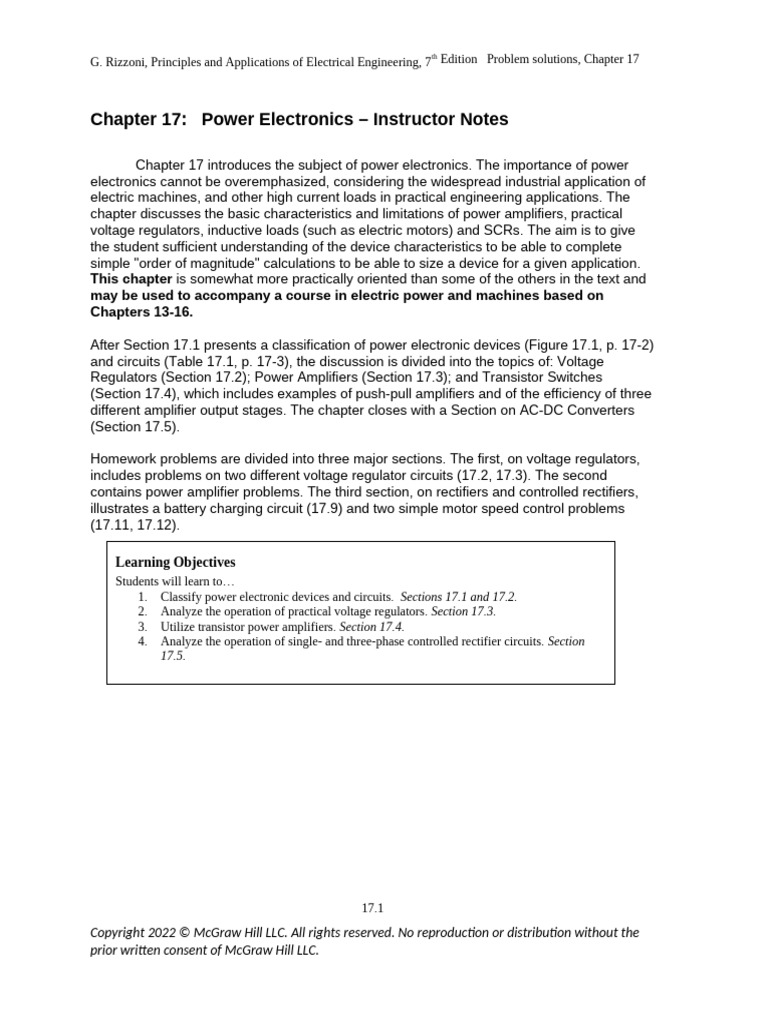 Rizzoni Principles 7e Ch17 ISM | PDF | Rectifier | Power Electronics