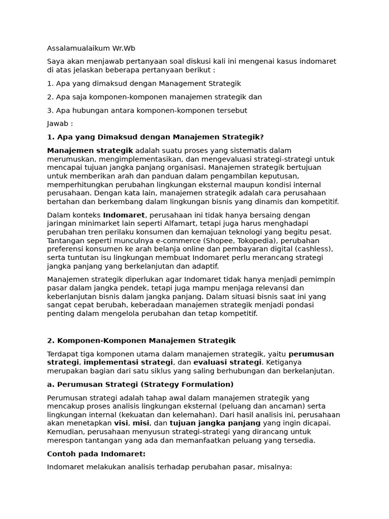 Diskusi 1 Manajemen Strategik Azhar Farhan R | PDF