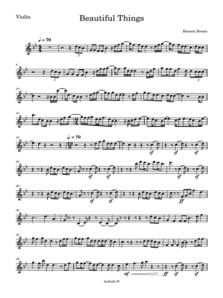 Benson Boone: Beautiful Things Sheet Music | PDF