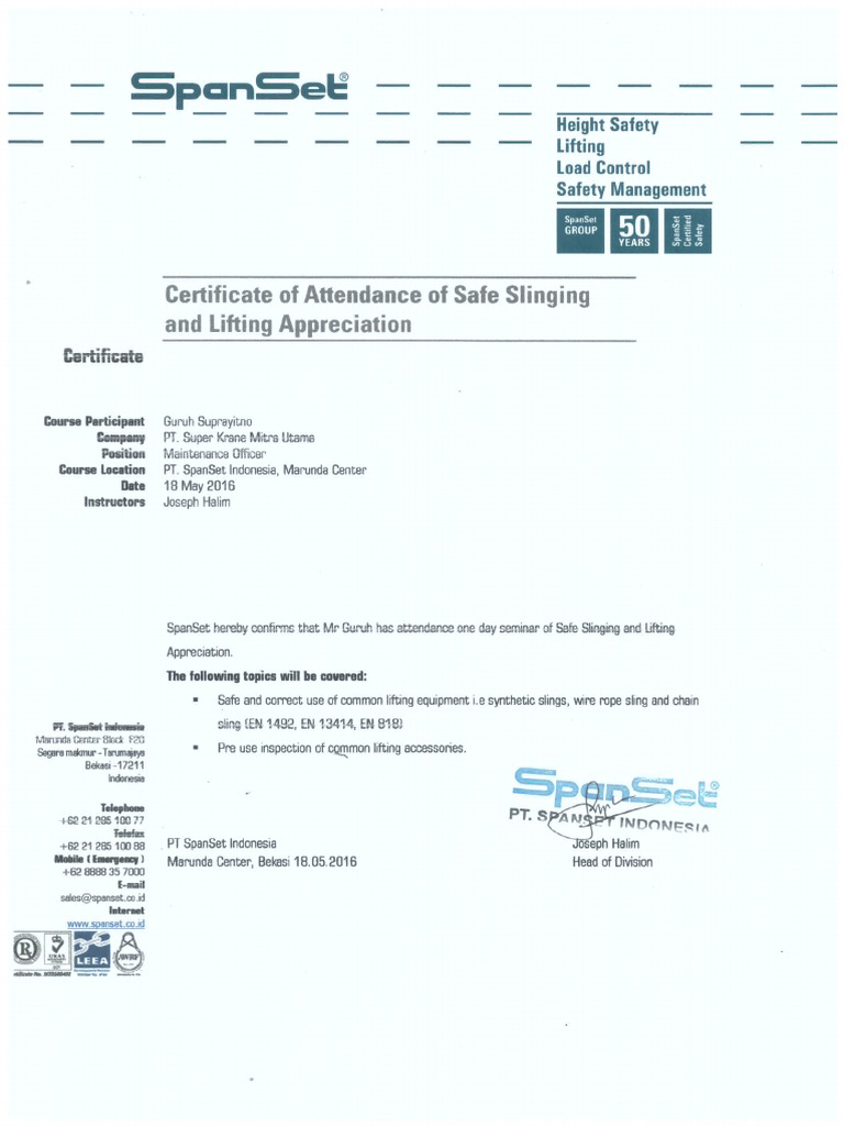 Lifting & Slinging by Spanset Indonesia | PDF