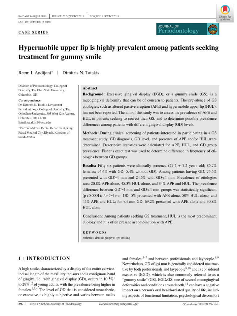 Hypermobile Upper Lip in Gummy Smile Patients | PDF | Dentistry ...