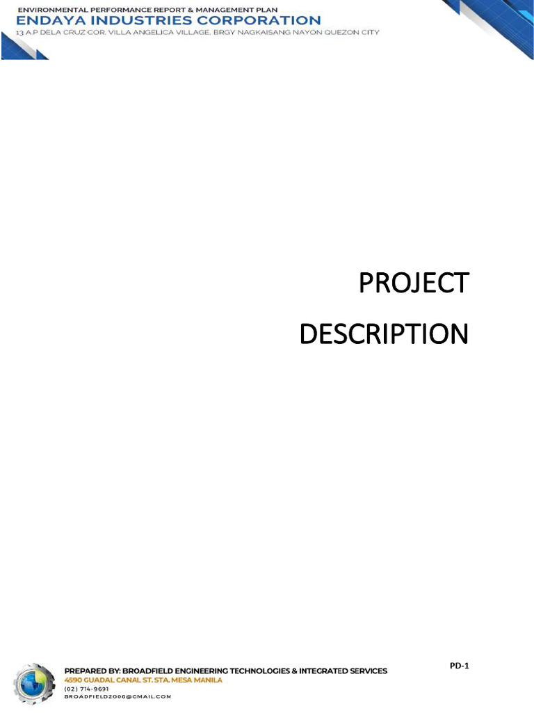 Chapter 1. Project Description - Endaya Industries | PDF | Waste