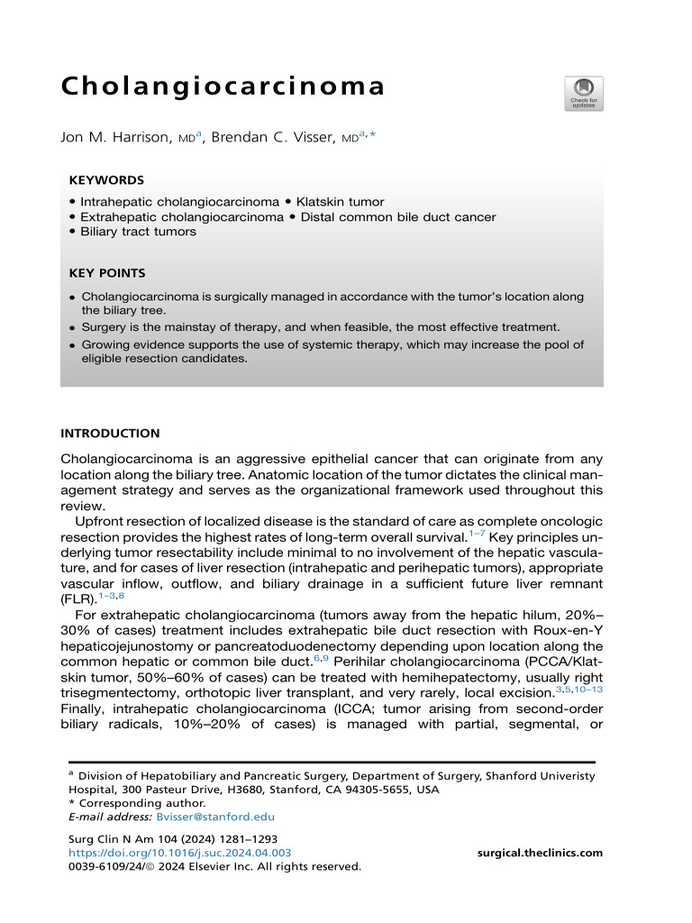 Cholangiocarcinoma: Surgical Management Guide | PDF | Liver | Medical ...