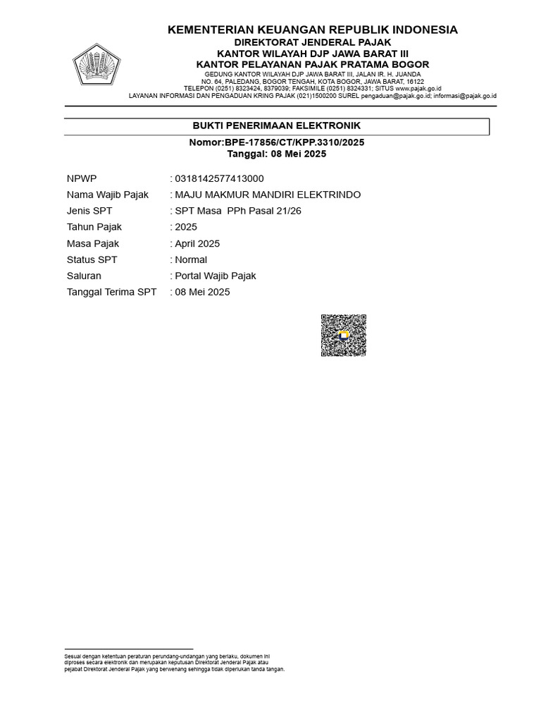 3ME - BPE SPT Induk PPN Masa April 2025 | PDF