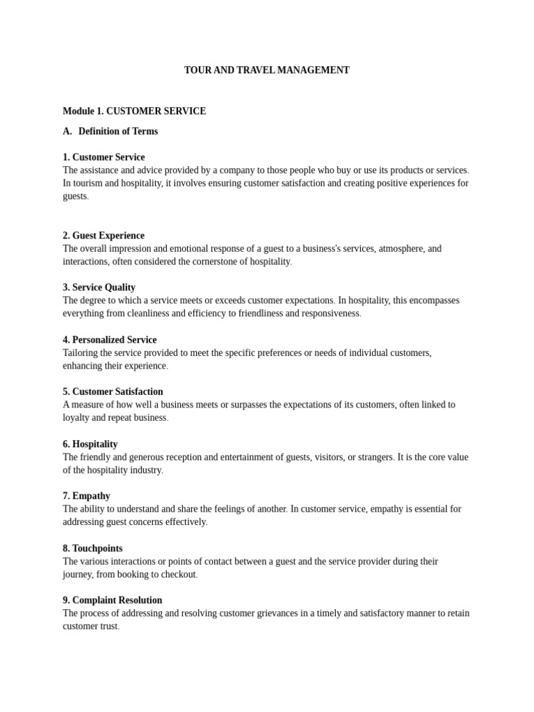Tour and Travel Management Handout | PDF | Data Analysis | Statistics