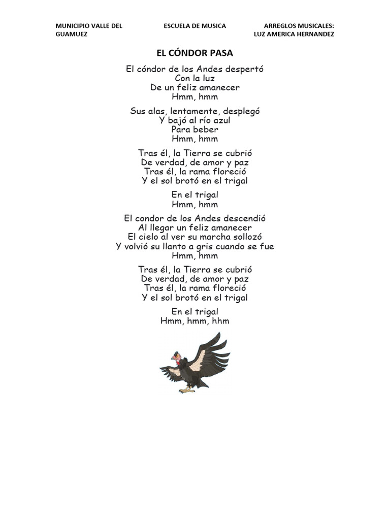 Letra de El Cóndor Pasa | PDF