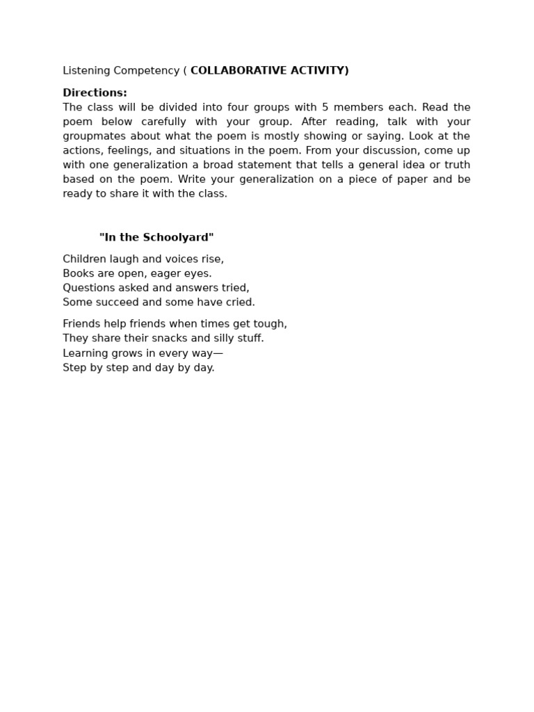 Collaborative Activities All | PDF | Argument | Public Speaking