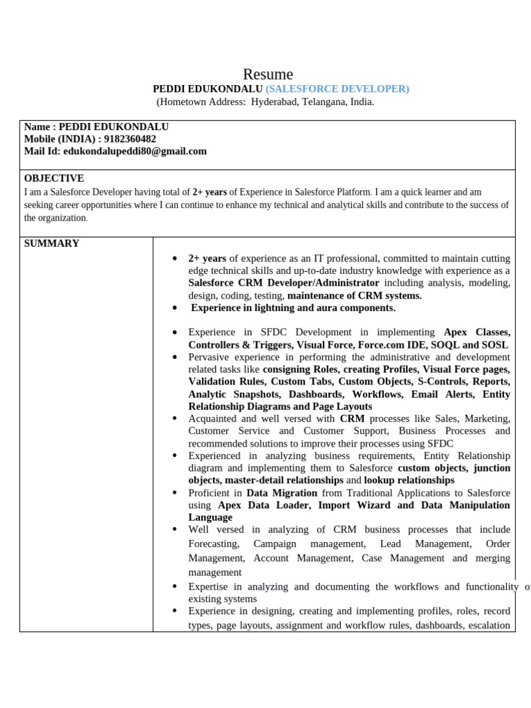 Edukondalu - Salesforce - 2+ Years Exp New | PDF | World Wide Web ...
