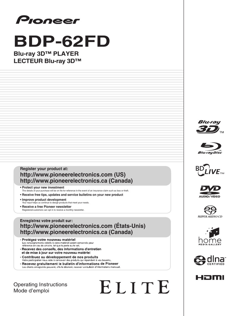 Pioneer Elite BDP-62FD | PDF | Blu Ray | Dvd