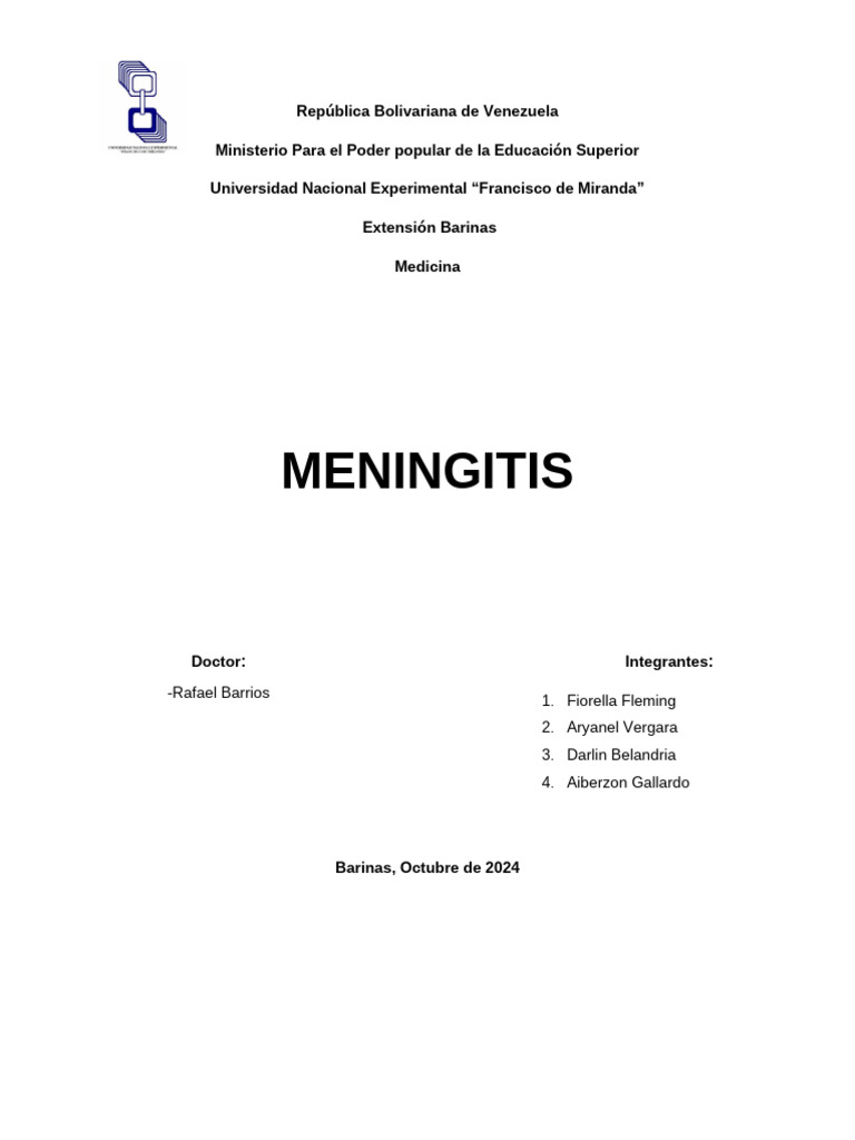 Meningitis: Tipos, Causas y Síntomas | PDF | Meningitis | Fluido ...