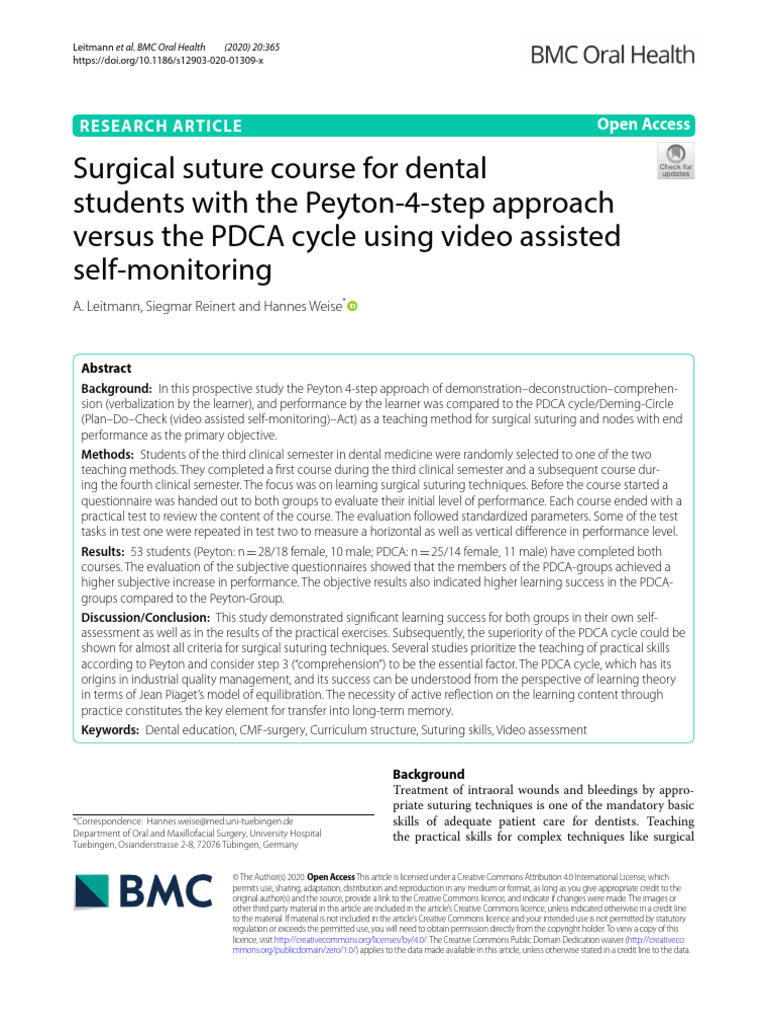 Surgical Suture Course For Dental Students With The Peyton-4-Step ...
