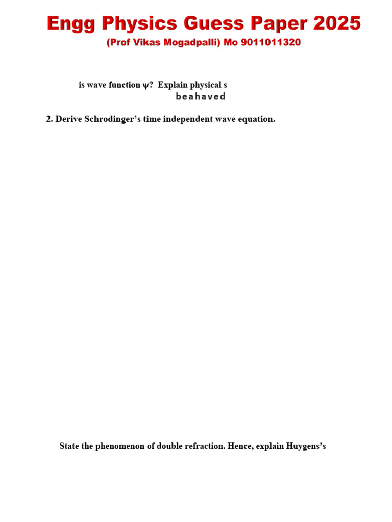 Guess Paper 2024 Pattern 2025 Engg Physics | PDF | Superconductivity | Quantum Tunnelling