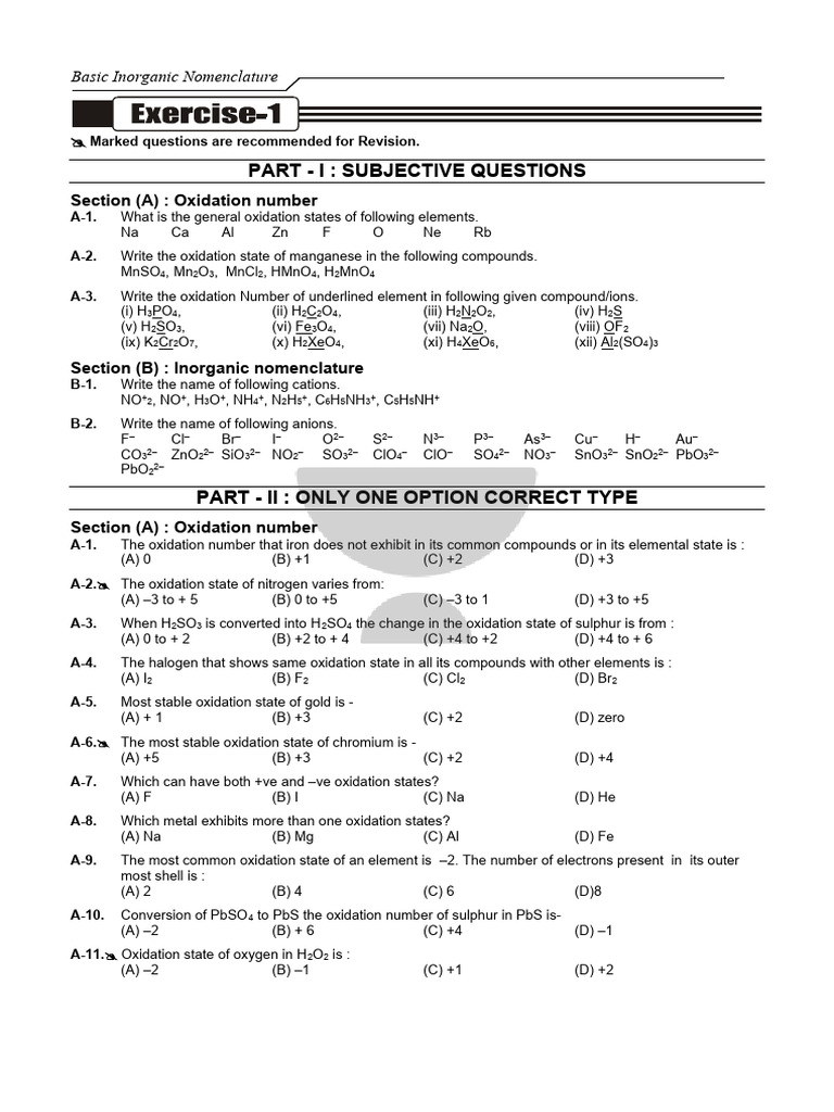 Basic Inorganic Nomenclature | PDF | Redox | Chemical Substances