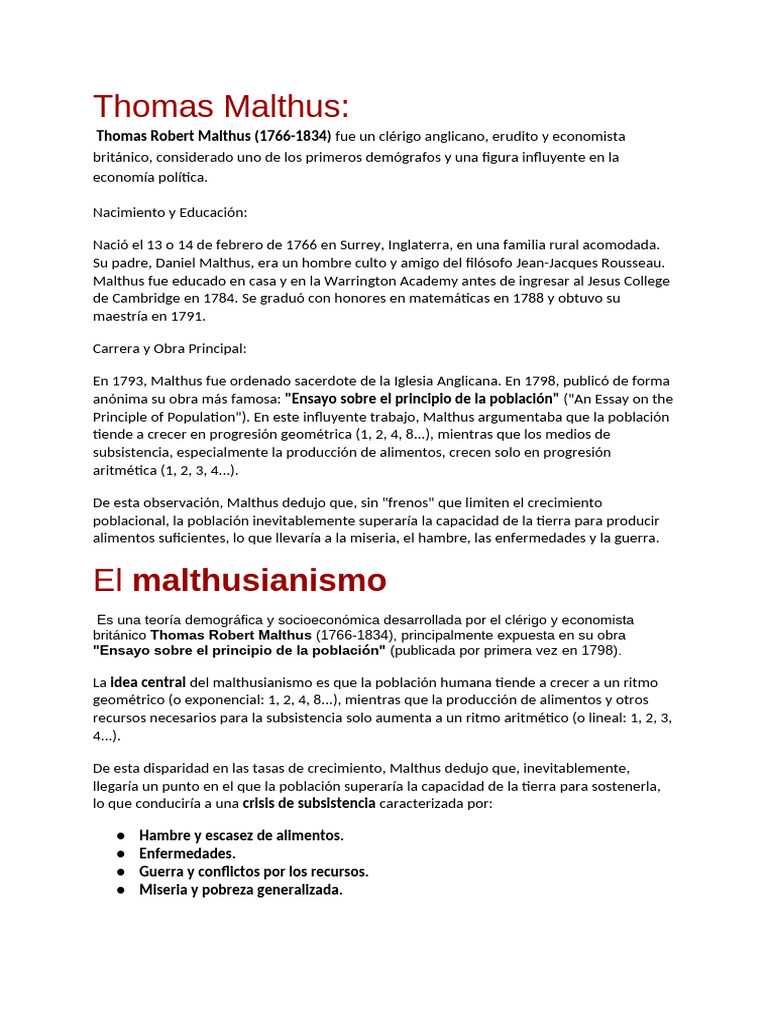 Thomas Malthus | PDF