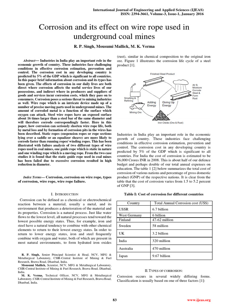 Corrosion and Its Effect On Wire Rope Us 78f3e1ec | PDF | Corrosion | Wear