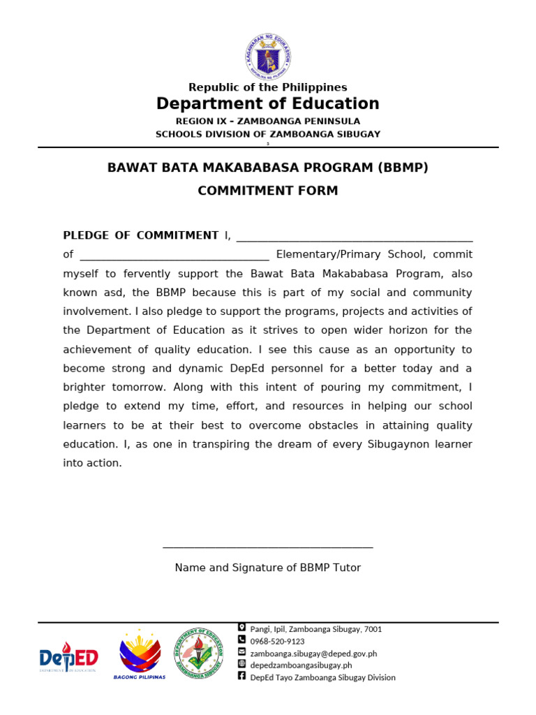 Commitment Form and Parent's Consent | PDF | Social Institutions