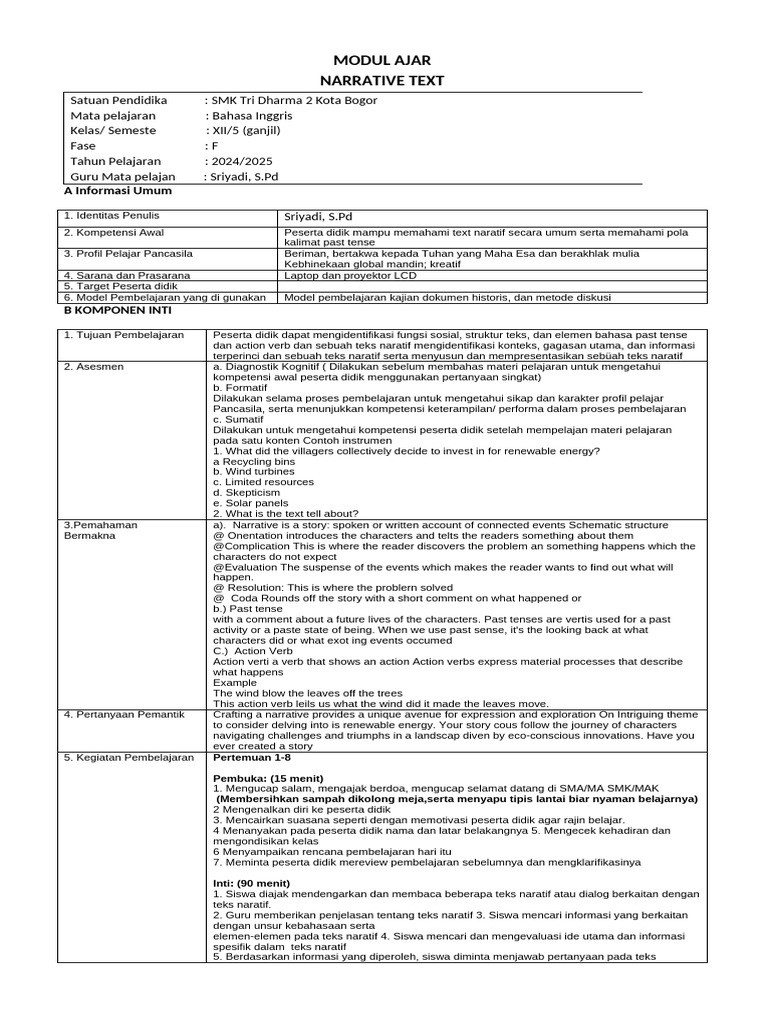 MODUL AJAR Narrative | PDF