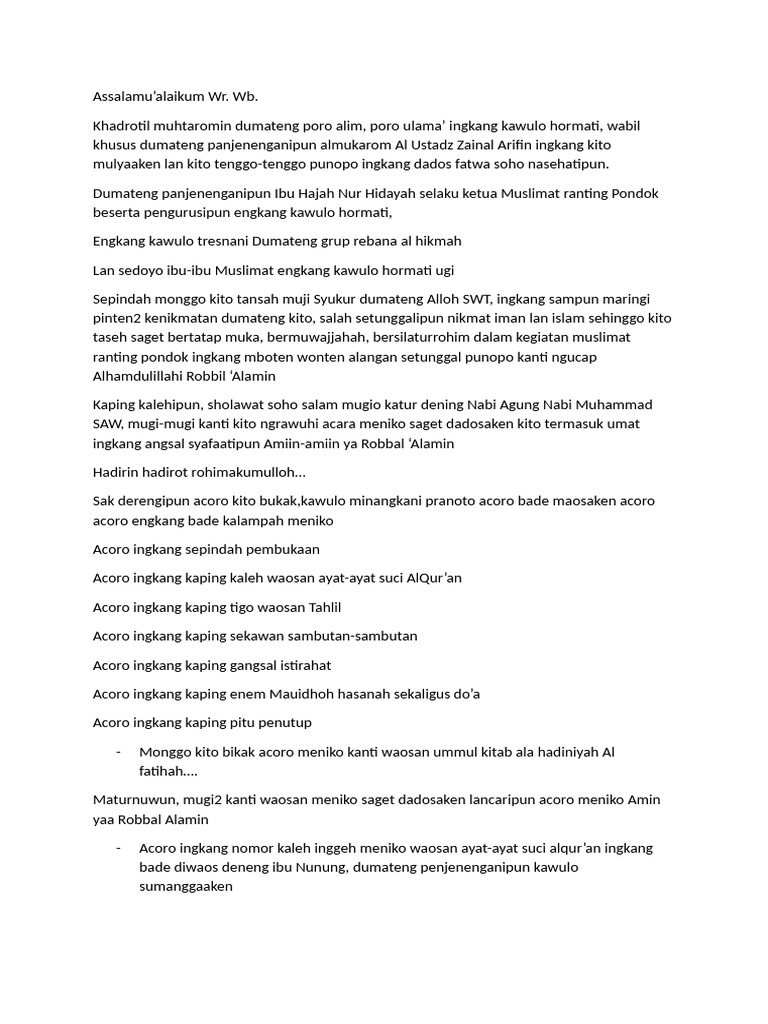 Teks Pranoto Acoro | PDF