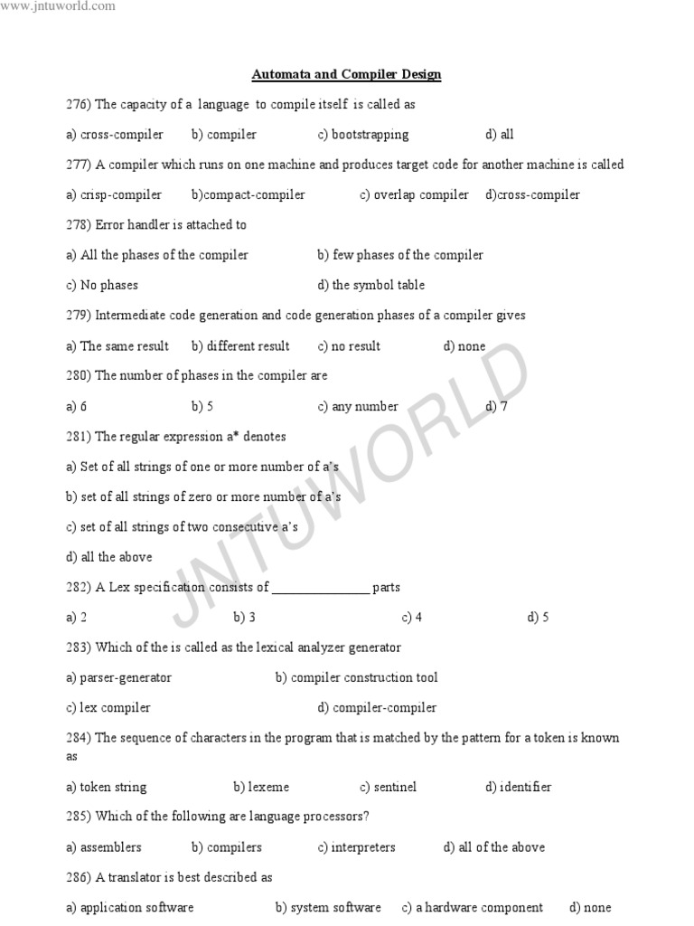 Automata and Compiler Design | PDF | Compiler | Computer Program
