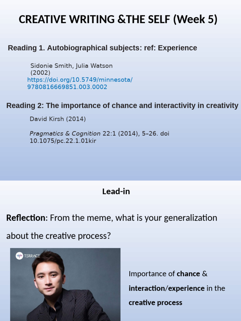 Week 5 - Chance & Interaction-Experience in Creative Process | PDF ...