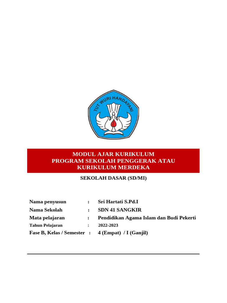 Modul Ajar Kelas 4 SMT 1 | PDF