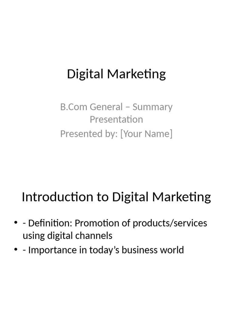 Digital Marketing BCom Presentation | PDF