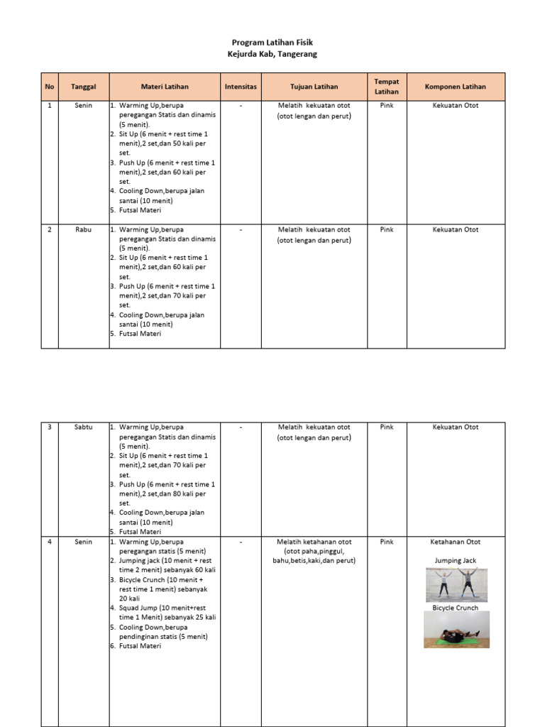 Program Latihan Fisik Peman Kejurda | PDF