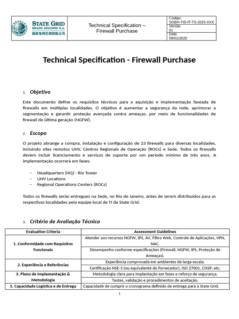Technical Specification RT Infra - Firewall Purchase - REVISADO | PDF ...