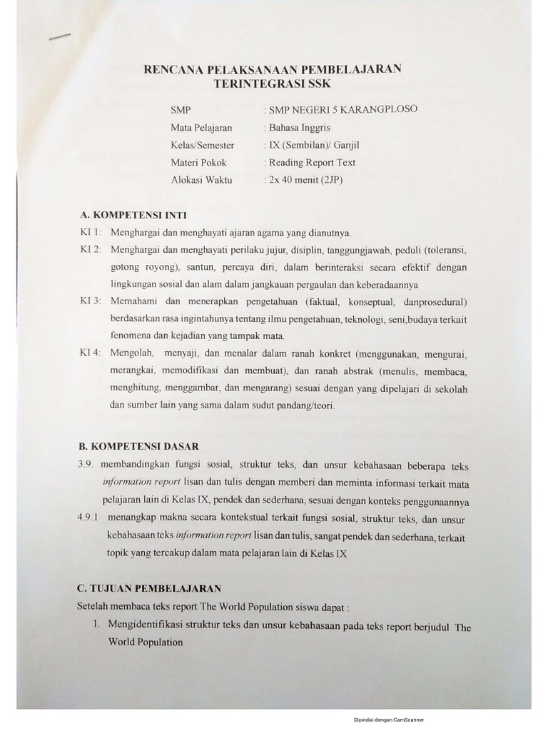 RRP Terintegrasi SSK - Big Kelas 9 | PDF