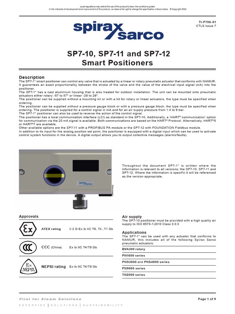SP7-1 Smart Positioner Issue 7 | PDF | Actuator | Electrical Engineering