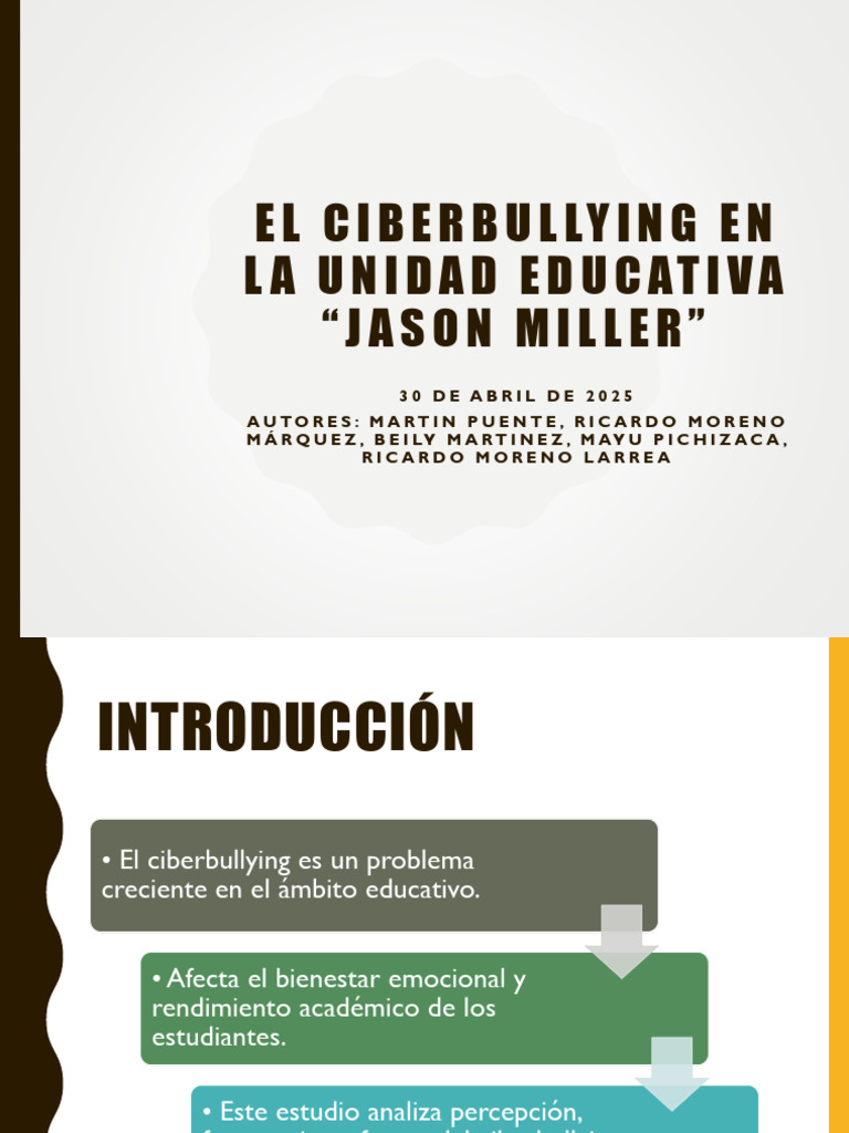 Presentación Ciberbullying JasonMiller Final | PDF | Acoso cibernético ...