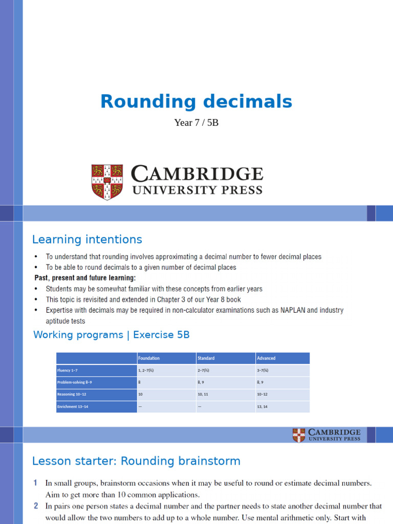 PPT Lesson Summary - Year 07 - 5B | PDF | Arithmetic