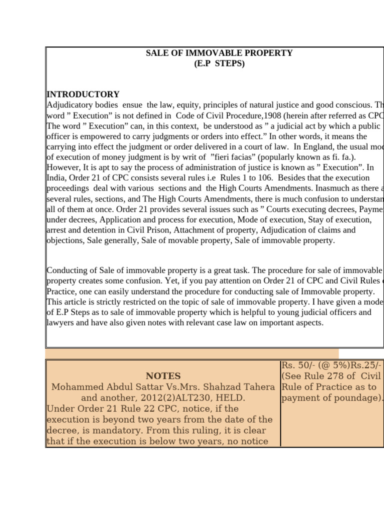 Sale Procedure for Immovable Property | PDF | Auction | Justice