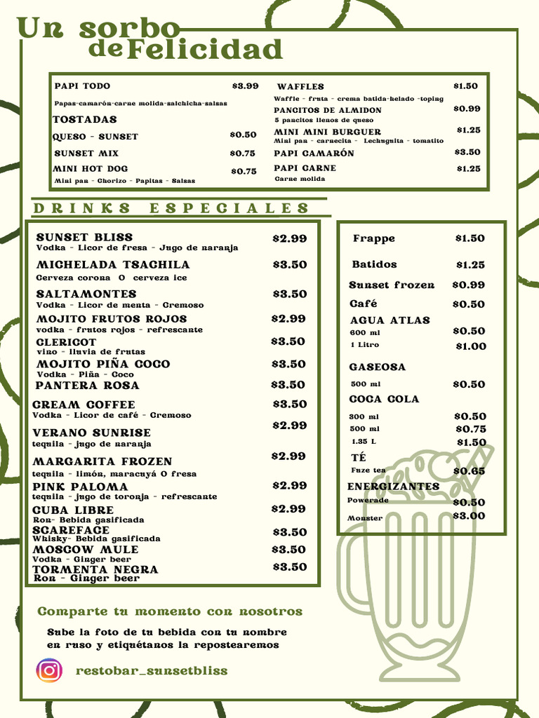 Menú Fuente de Sodas y Restaurante Moderno Blanco y Rosa | PDF | Bebida ...