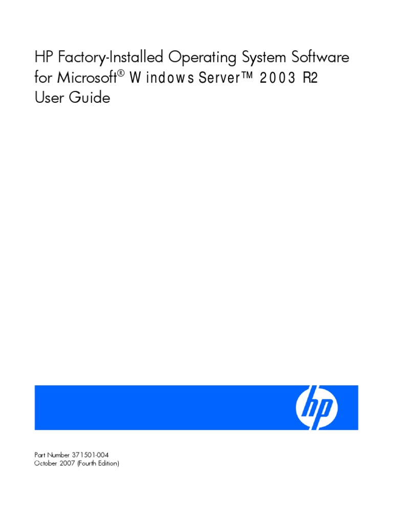HP Factory-Installed Operating System Software For Microsoft Windows ...