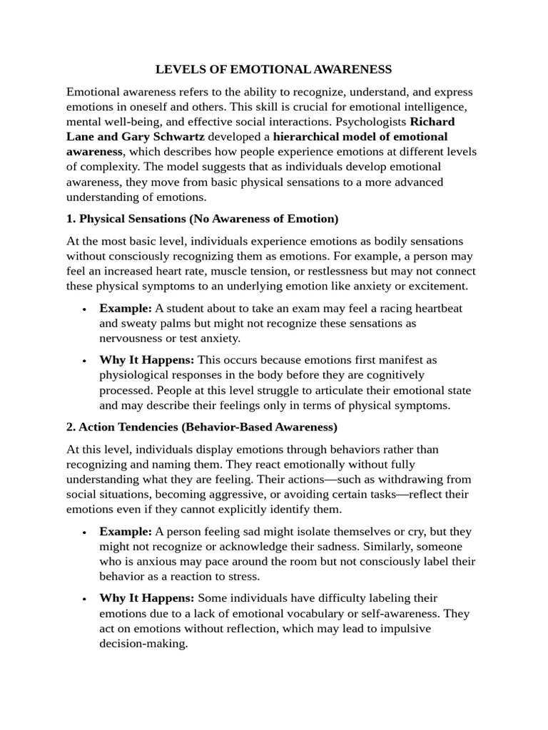 Levels of Emotional Awareness Explained | PDF | Emotions | Anxiety