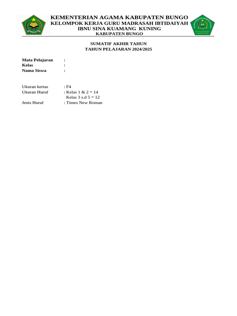 KOP SOAL SUMATIF AKHIR TAHUN | PDF