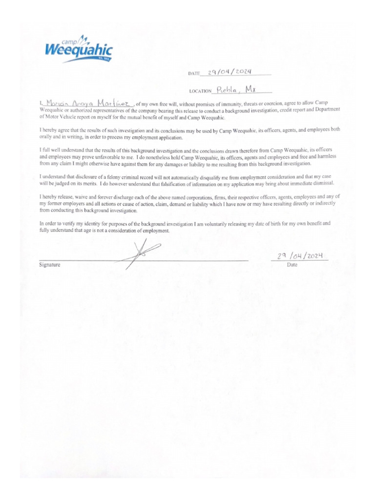 Background Disclosure Statement | PDF