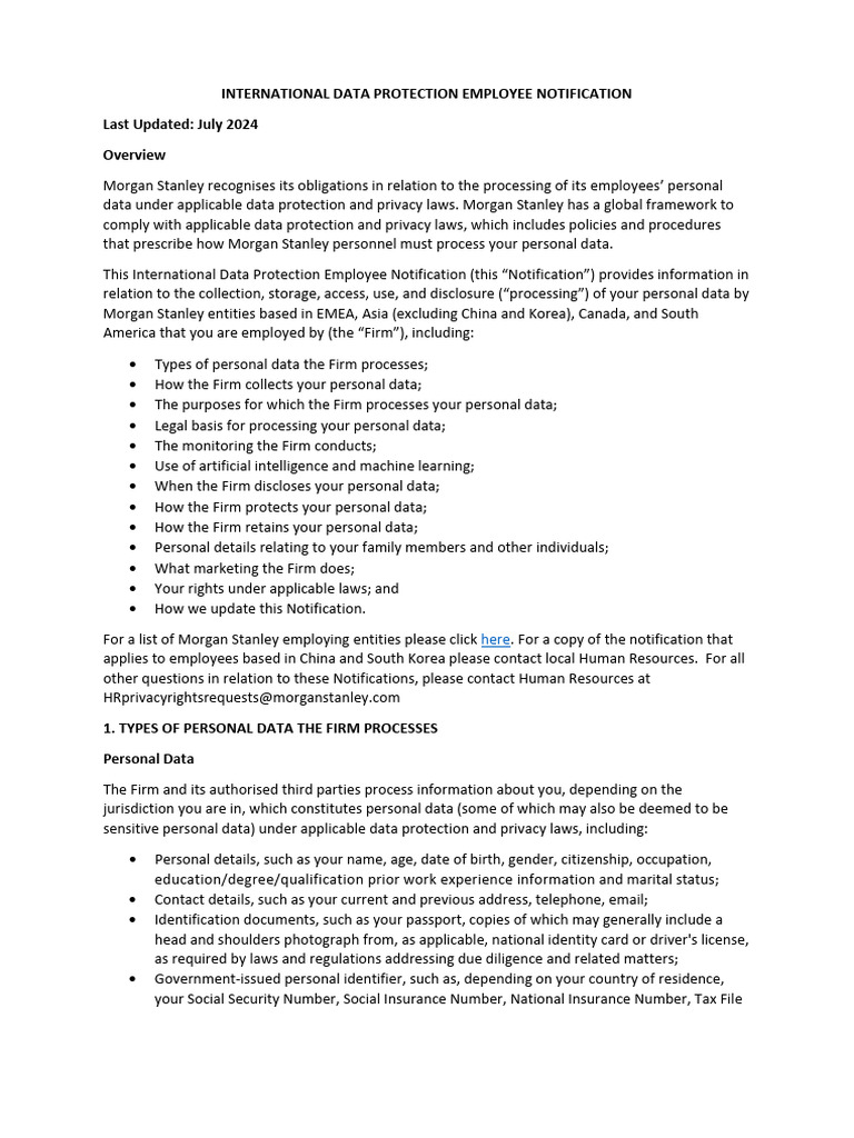 International Data Protection Employee Notification 07 2024 | PDF ...