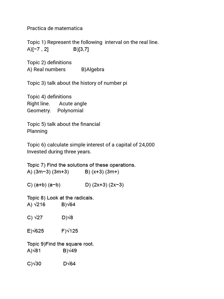 Practica de Matematica | PDF