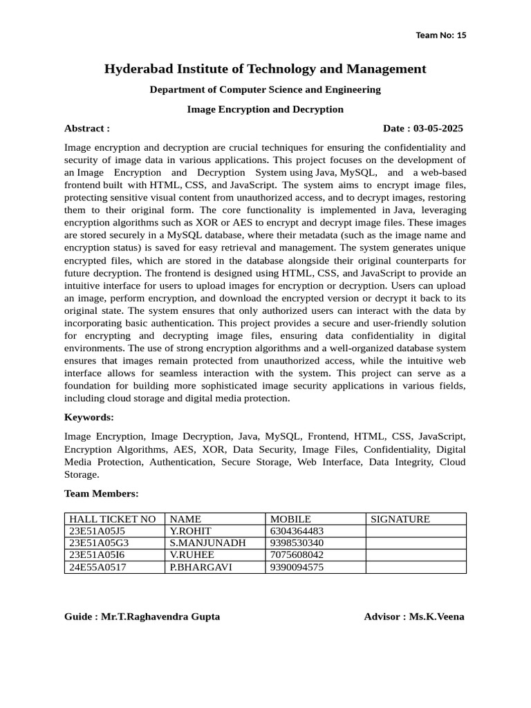 Group-15_Abstract (Image enc.,dec.) | PDF | Encryption | World Wide Web