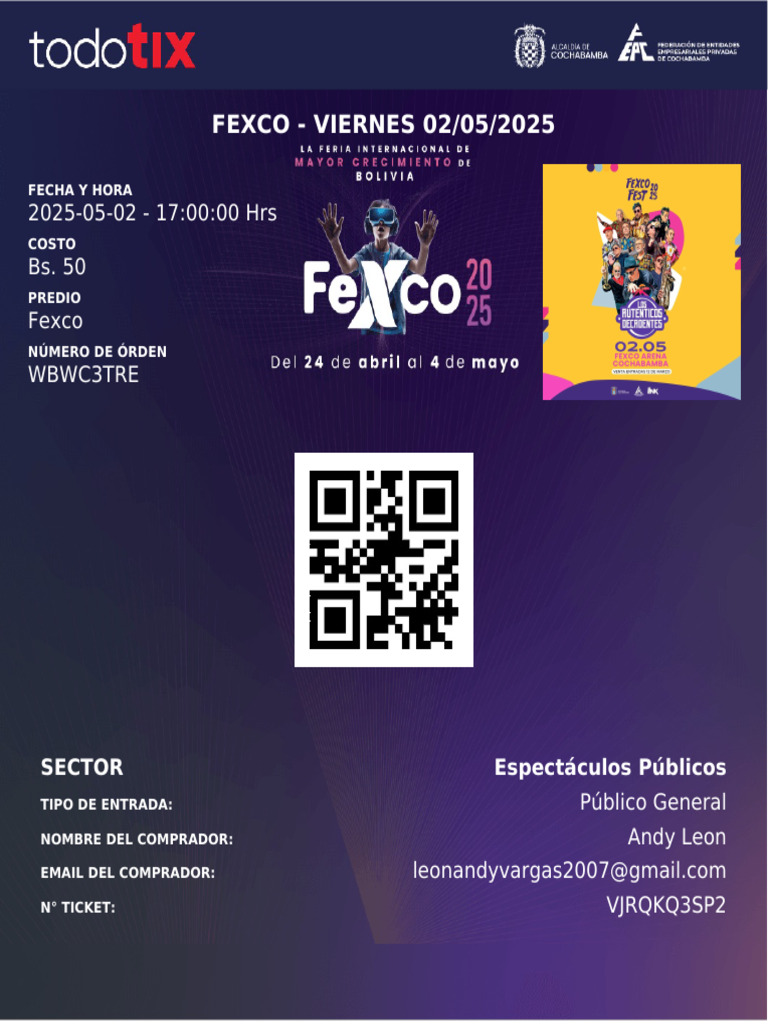 FEXCO - VIERNES 02/05/2025: 2025-05-02 - 17:00:00 Hrs Bs. 50 Fexco ...