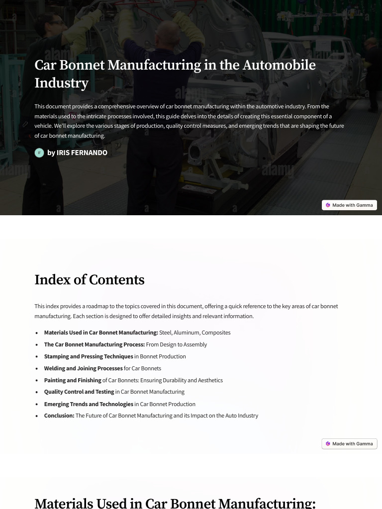 Car Bonnet Manufacturing in The Automobile Industry | PDF | Welding ...