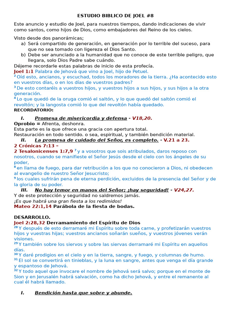 Estudio de Joel: Promesas y Advertencias | PDF | Profecía | Contenido ...