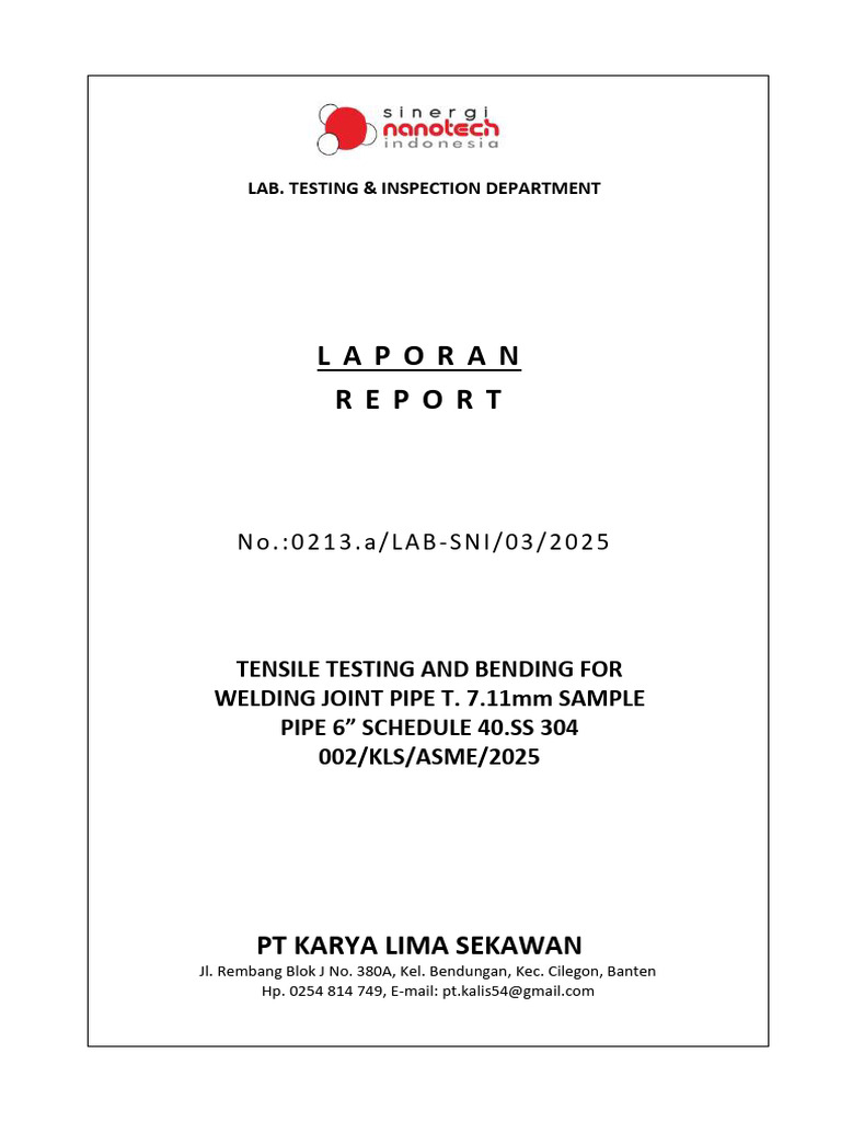 PT Karya Lima Sekawan Maret 2025 | PDF | Pipe (Fluid Conveyance) | Physical Sciences