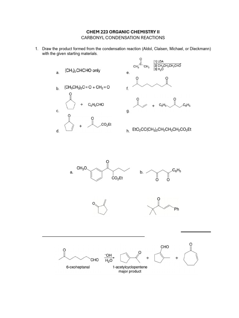 CHEM 223 Carbonyl Condensation | PDF