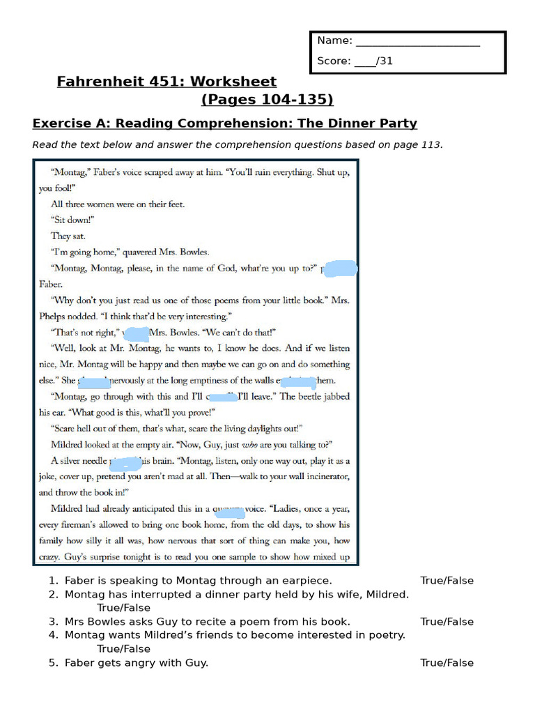 Montag Reads Poetry at Dinner Party | PDF